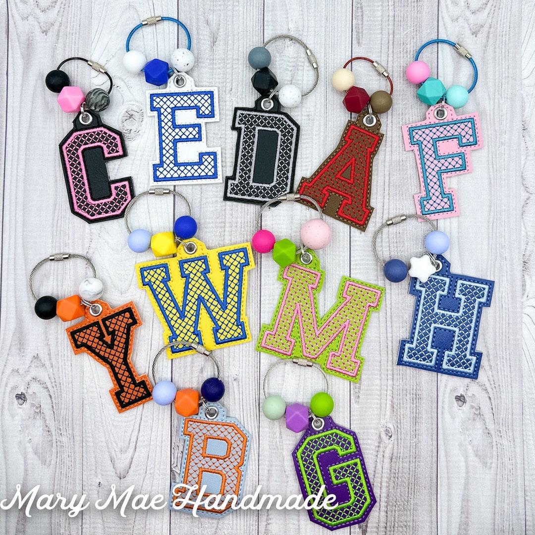 Varsity Letter Bag Tag Key Fob Customized With Choice of Colors - Etsy