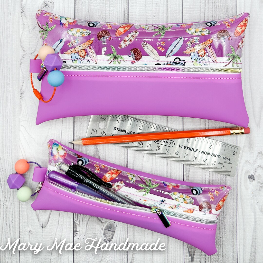 Surf Beach Life Jelly Pencil Pouch Bag Case, Center Zipper Bag in Clear ...