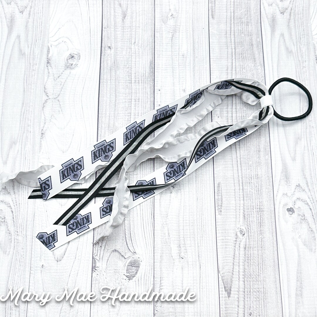 LA Kings Hockey Silver Black & White Ponytail Ribbon Streamer Spirit ...