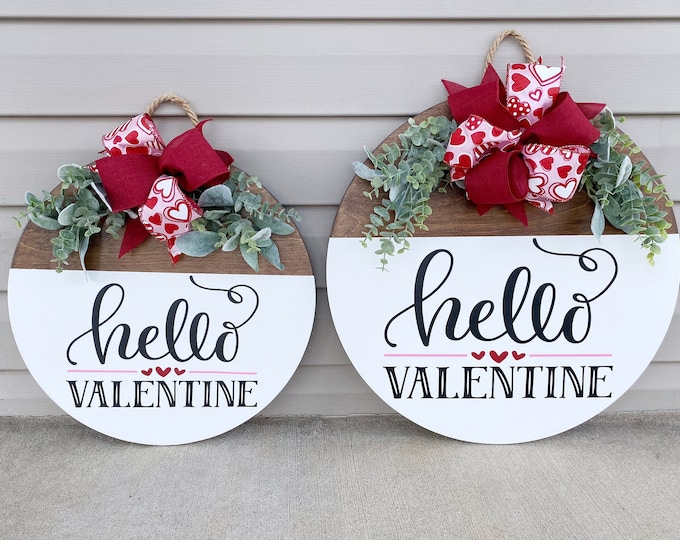 Valentine's Day Door Sign, Hello Valentine Door Hanger, Valentine's Day ...