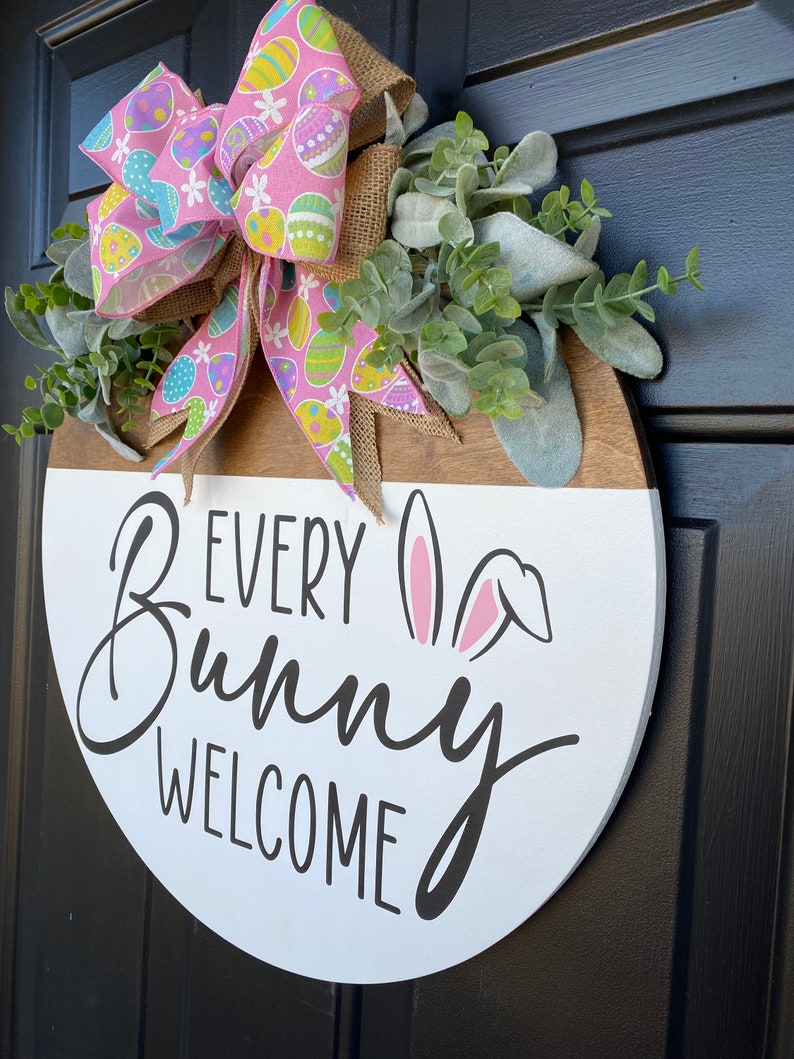 Easter Door Sign: Handmade Bunny Welcome Wreath - Etsy Canada