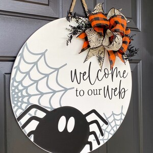 Halloween Door Sign, Welcome Sign, Spider Web Sign, Door Hanger ...