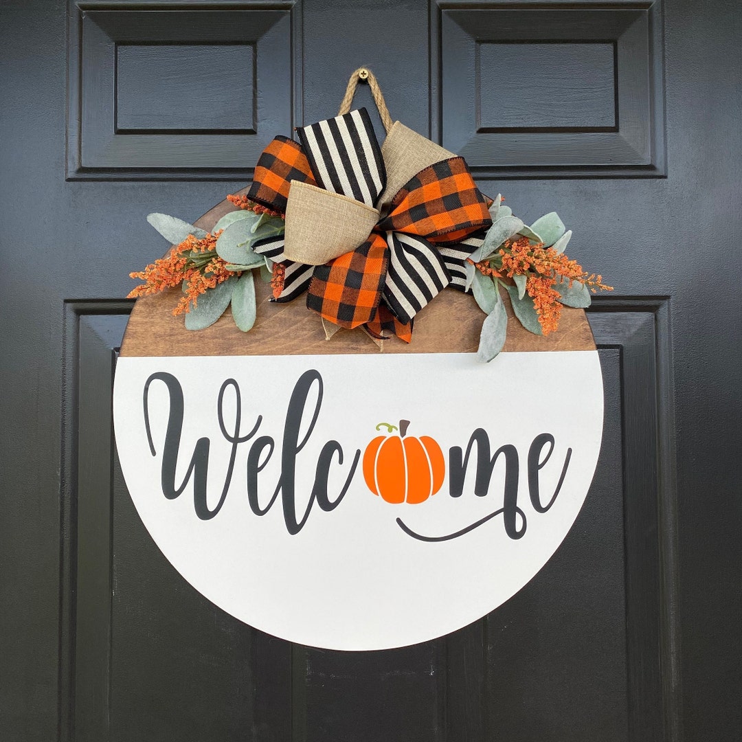 Fall Front Door Fall Welcome Sign Door Hanger Fall Door - Etsy