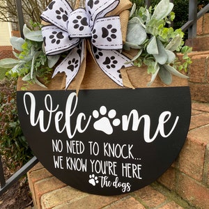 Funny Dog Welcome Sign: No Need to Knock, Wood Round Door Hanger - Etsy
