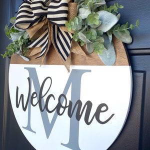 Welcome Front Door Sign, Last Name Sign, Personalized Door Wreath ...