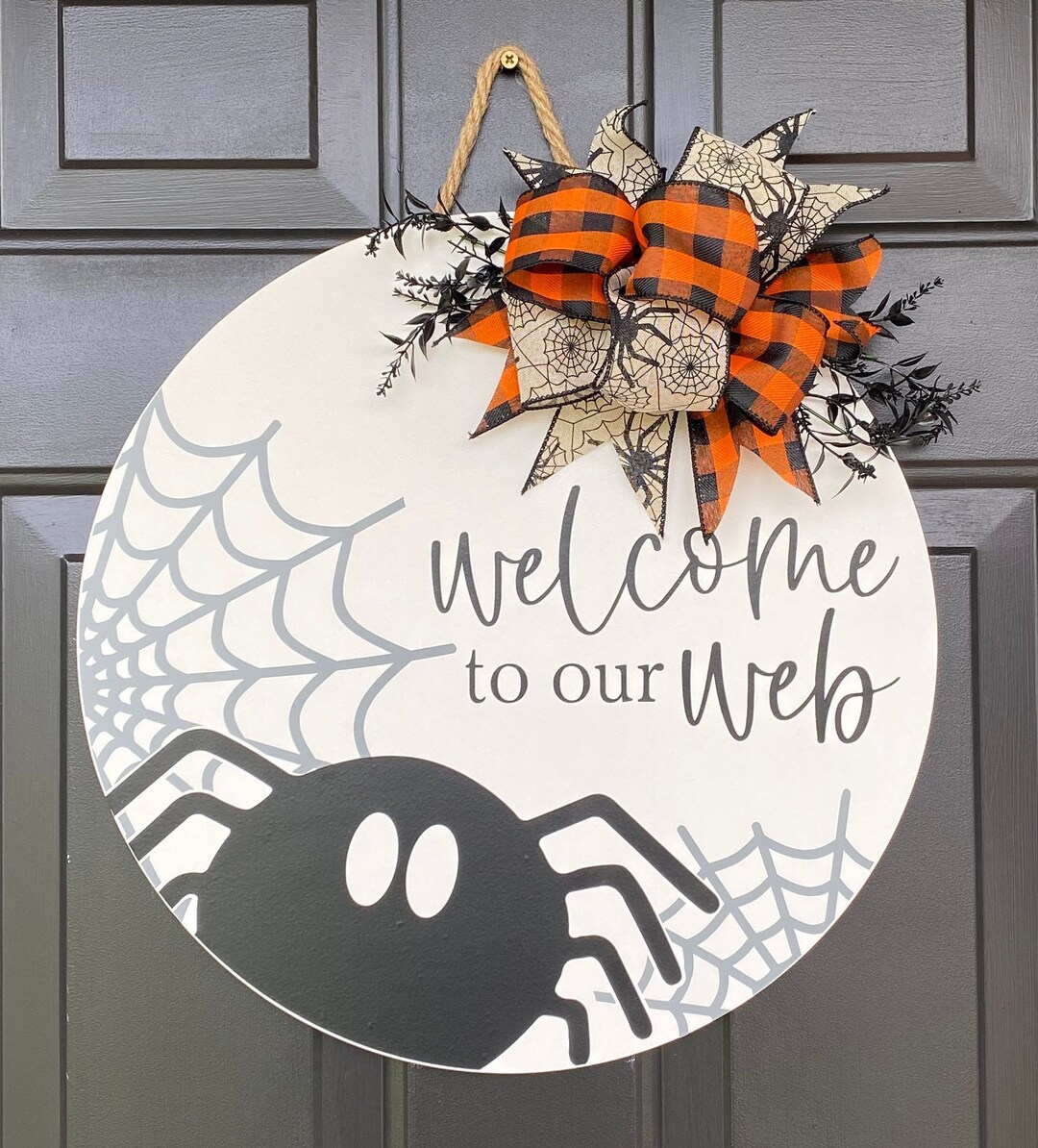 Halloween Door Sign, Welcome Sign, Spider Web Sign, Door Hanger ...