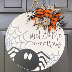 Halloween Door Sign, Welcome Sign, Spider Web Sign, Door Hanger ...
