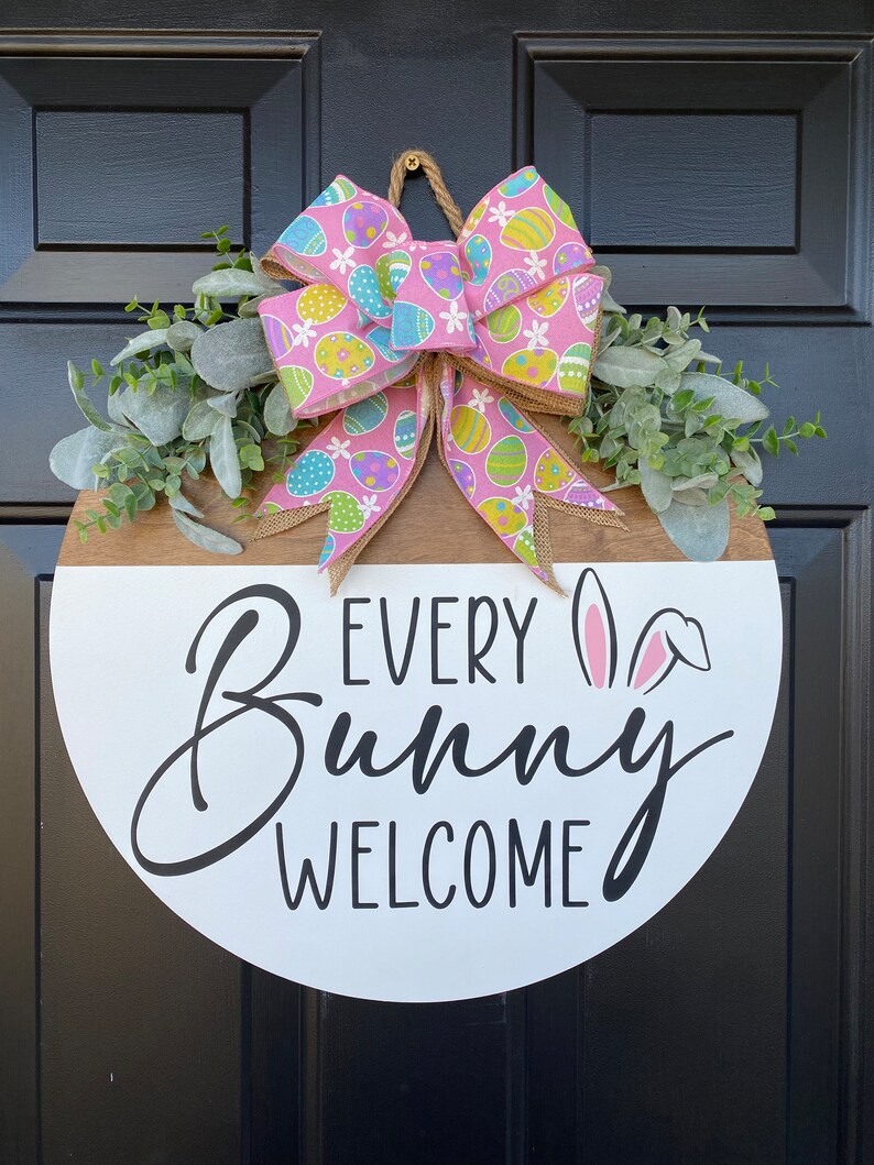 Easter Door Sign: Handmade Bunny Welcome Wreath - Etsy Canada