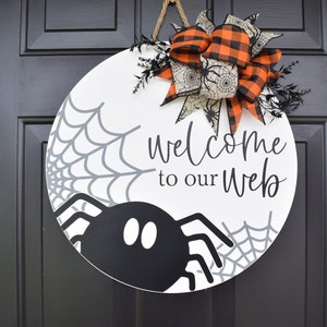 Halloween Door Sign, Welcome Sign, Spider Web Sign, Door Hanger ...