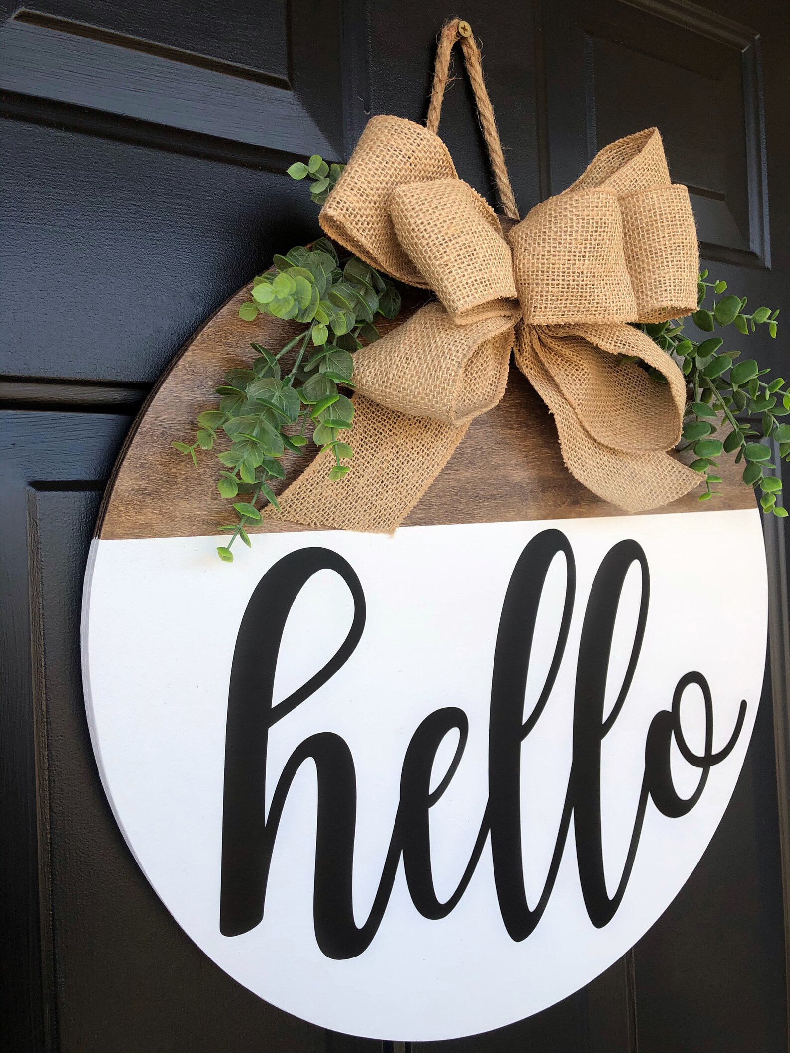 Front Door Decor Hello Round Hanging Sign Front Door | Etsy