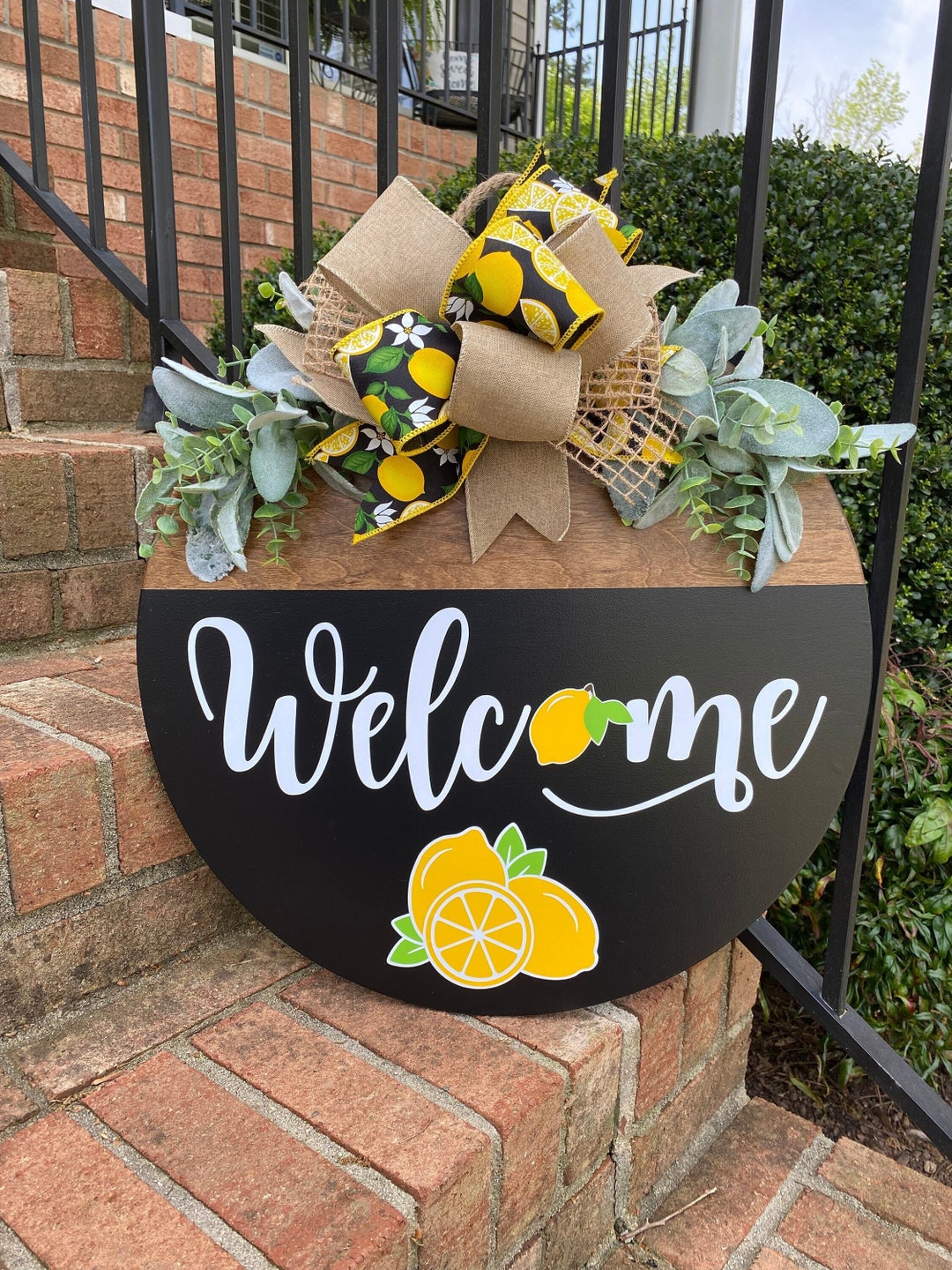 Lemon Front Door Hanger, Summer Door, Lemon Decor, Lemon Welcome Sign ...