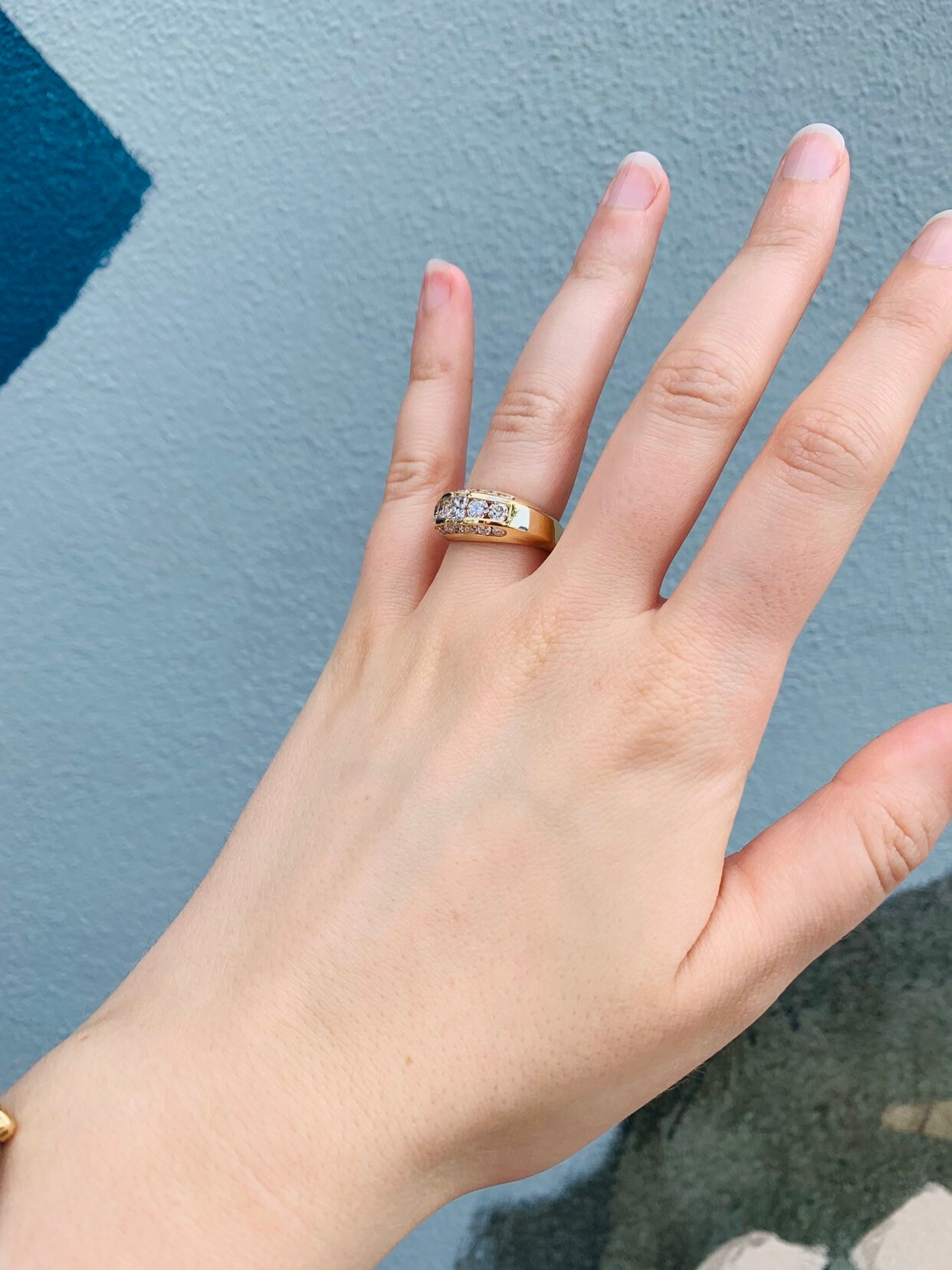 Handmade Diamond Gypsy Ring 18K Yellow Gold | Etsy