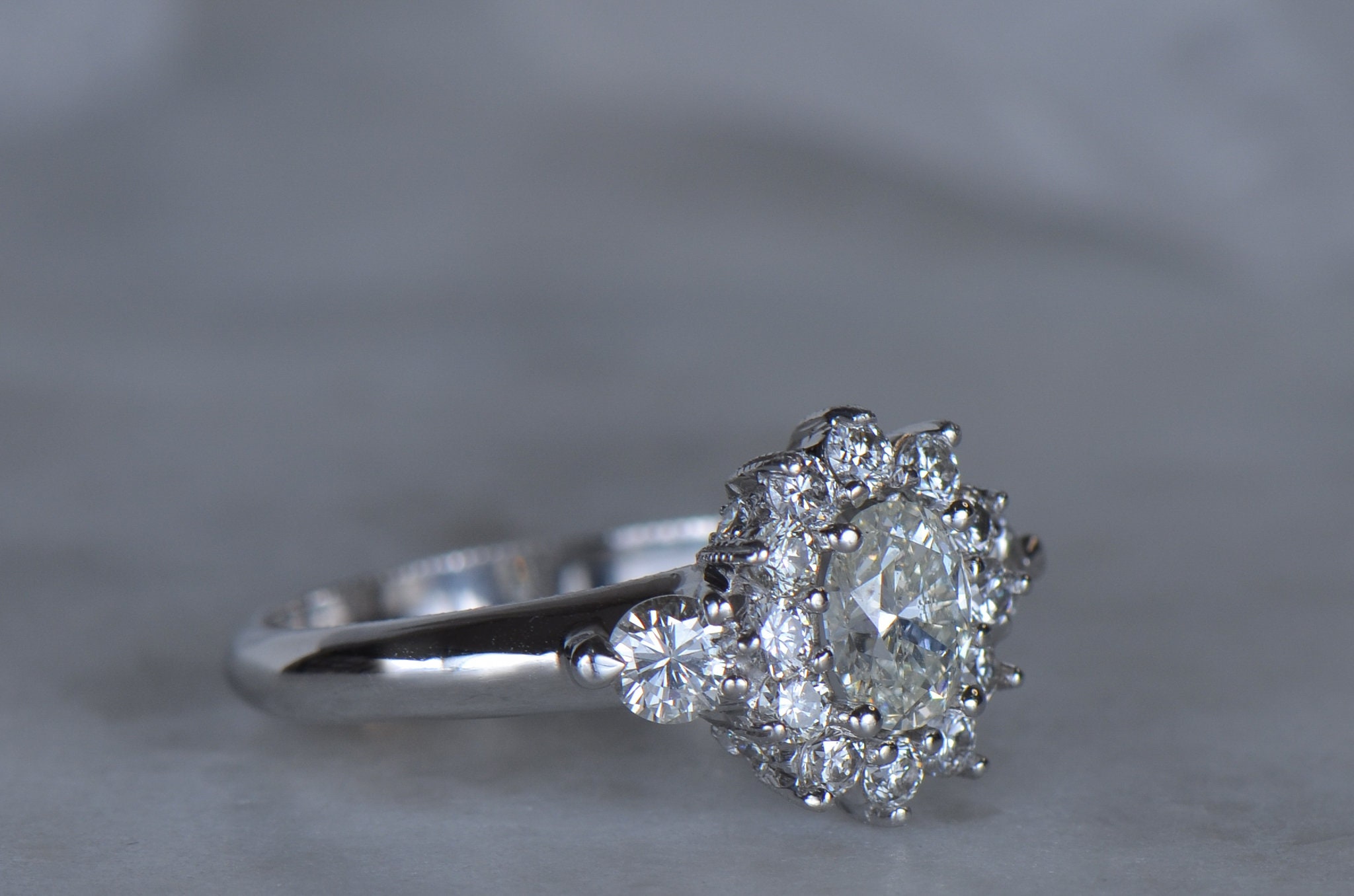 Handmade Flower-shaped Diamond Ring (14K White Gold) - Etsy