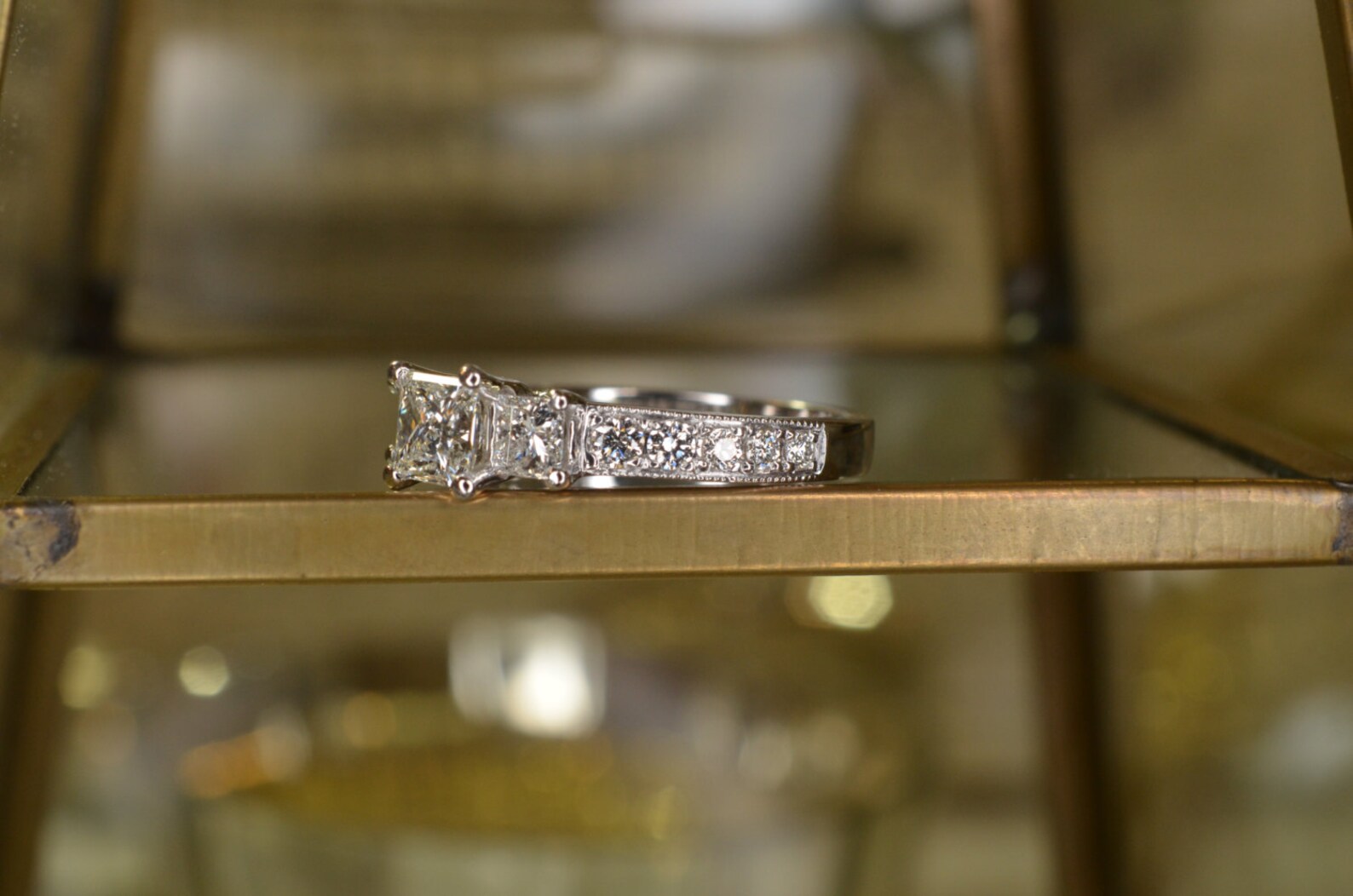 Princess Cut Diamond Engagement Ring and Wedding Band Set 14K White ...