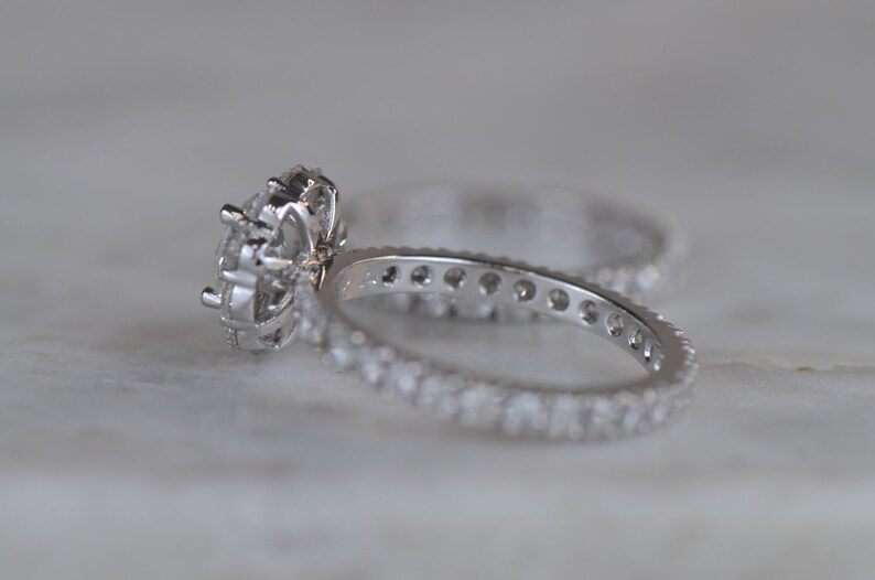 Handmade Flower-shaped Diamond Engagement Ring and Eternity - Etsy