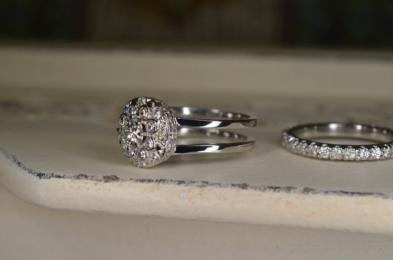 Art Deco-inspired Insert-style Wedding Ring and Eternity Band - Etsy