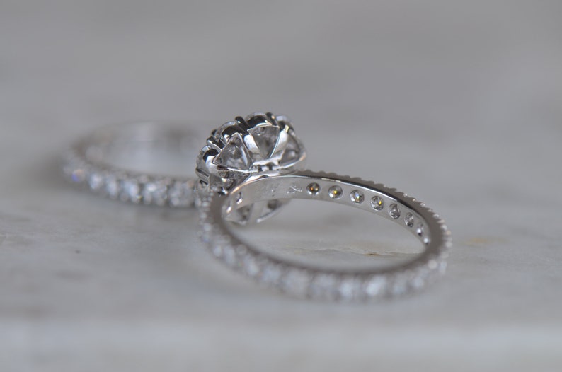 Handmade Flower-shaped Diamond Engagement Ring and Eternity - Etsy