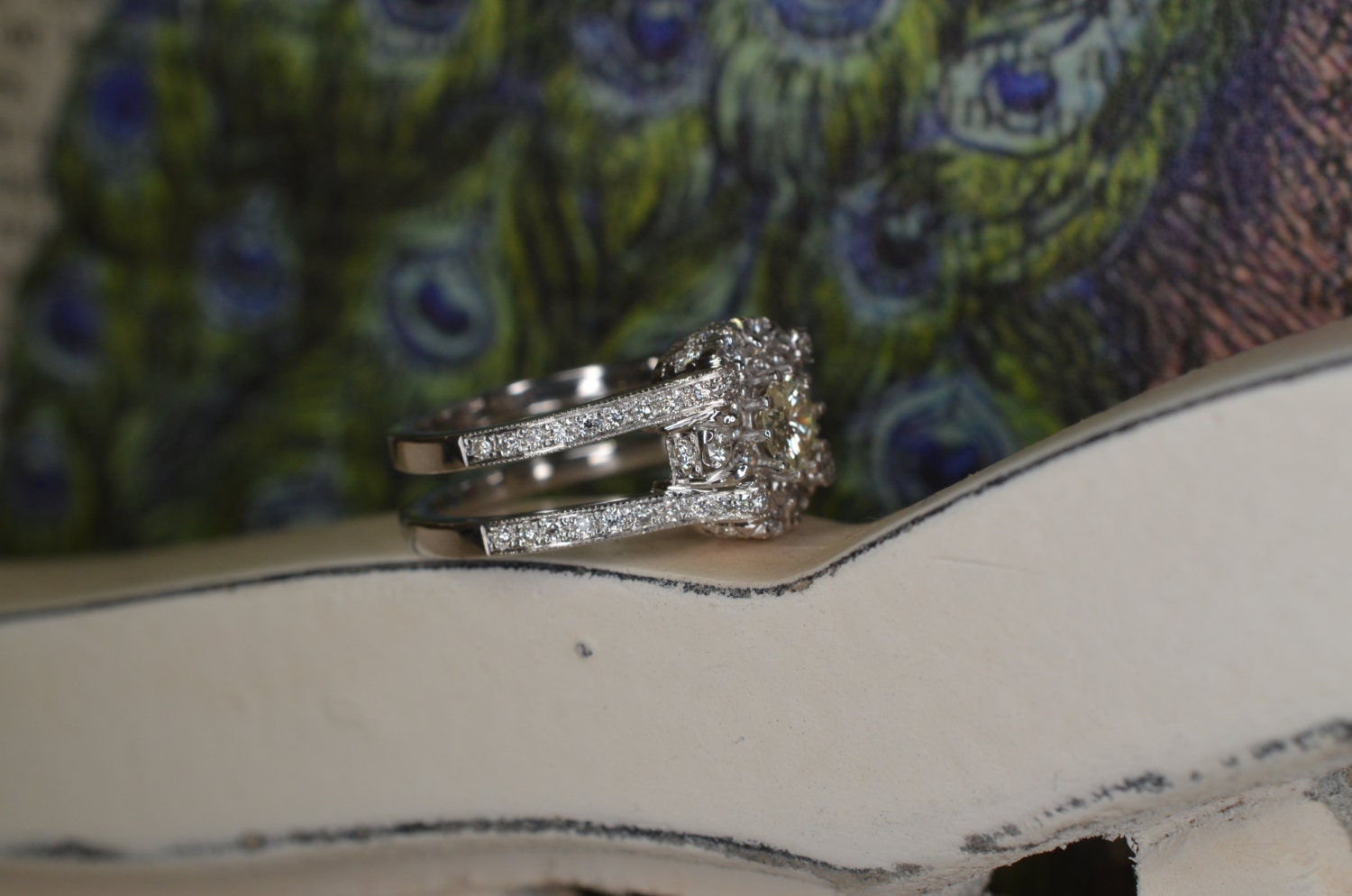 Insert-style Wedding Ring and Eternity Band Set 18K White and | Etsy