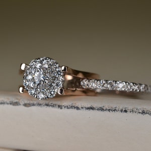 Insert-style Diamond Engagement Ring and Eternity Band Set (18K Rose ...