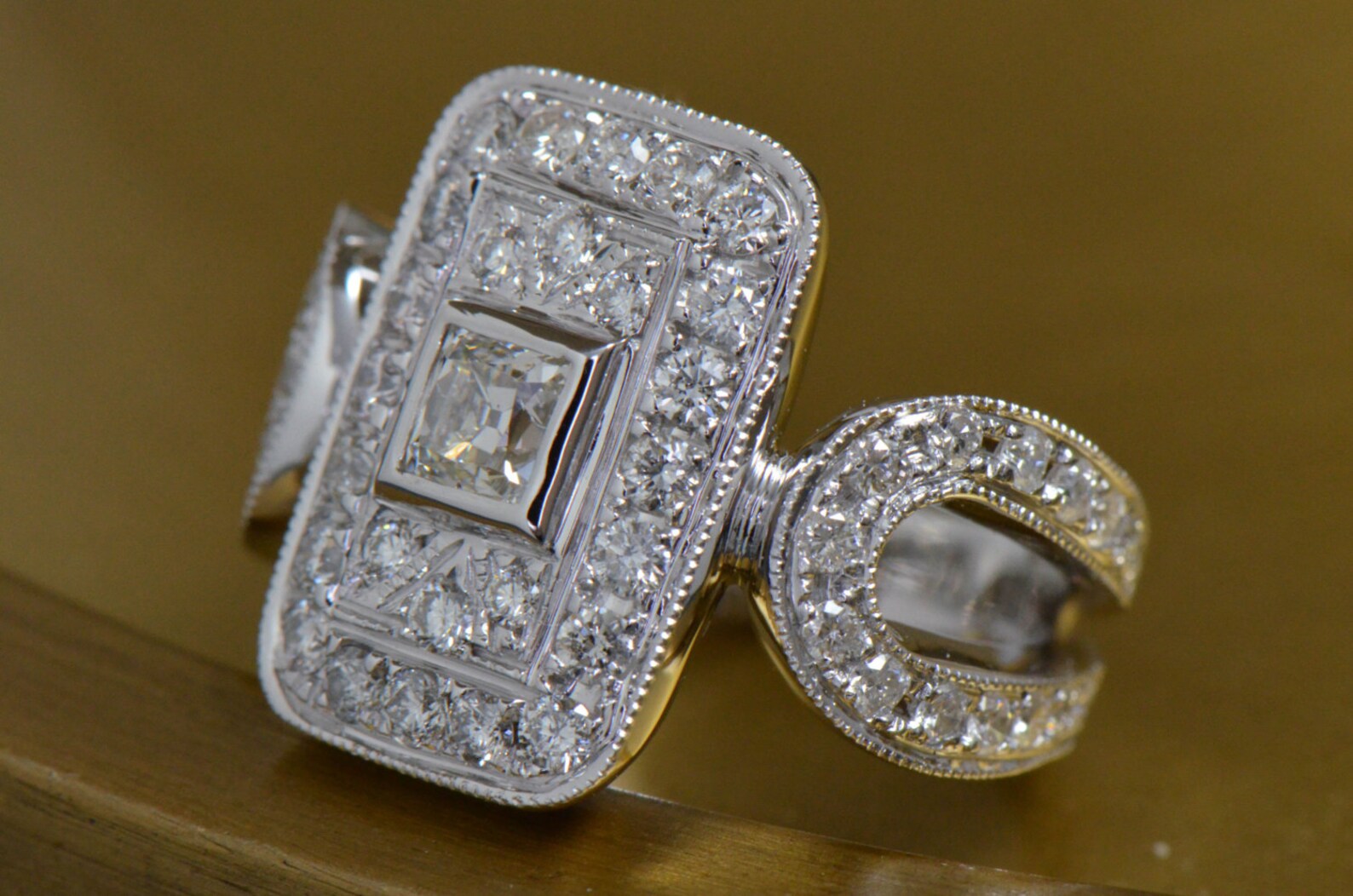 Art Deco-inspired Rectangular-shaped Diamond Ring 18K White - Etsy