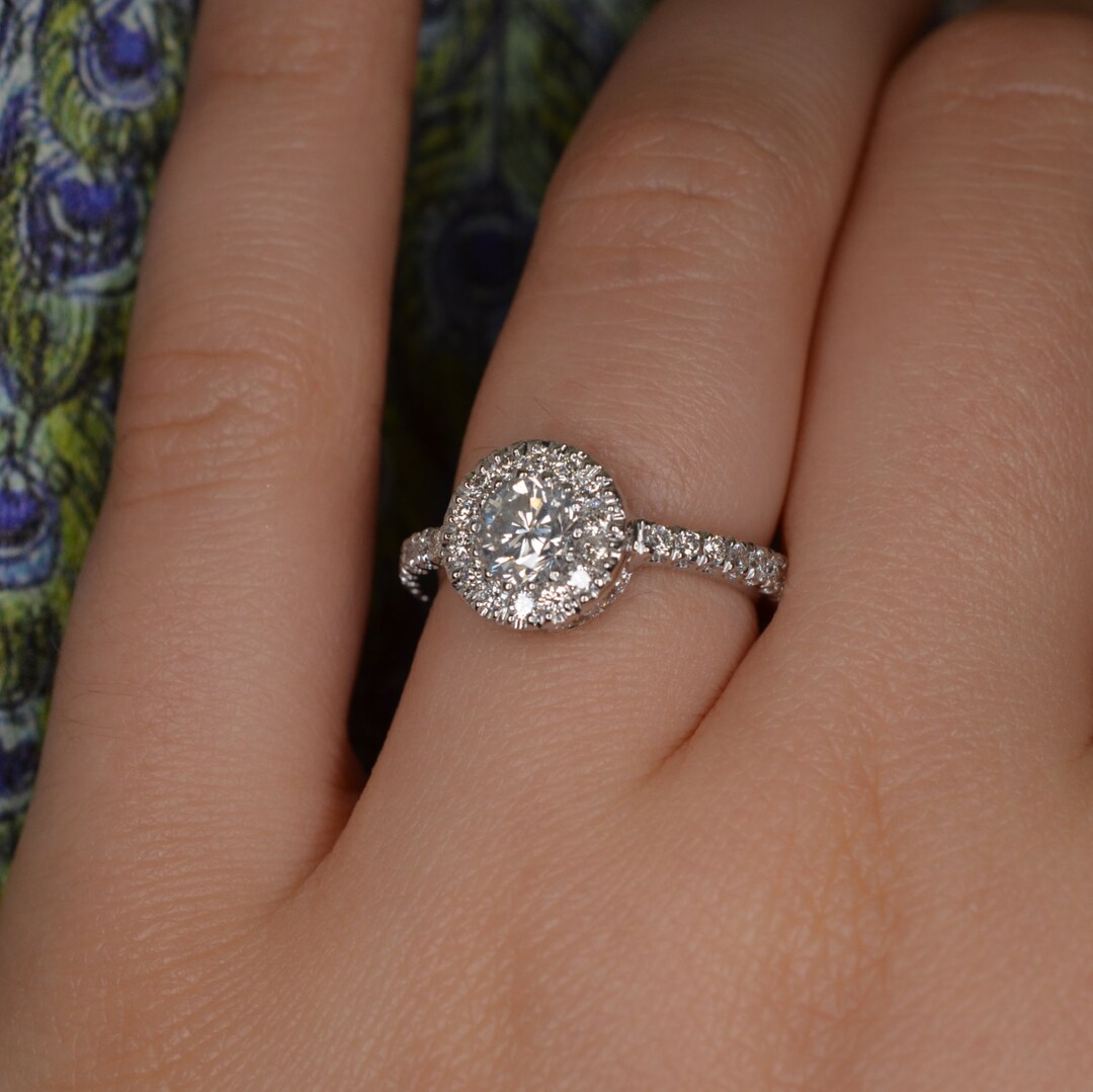 Cluster Setting Diamond Ring 18K White Gold - Etsy