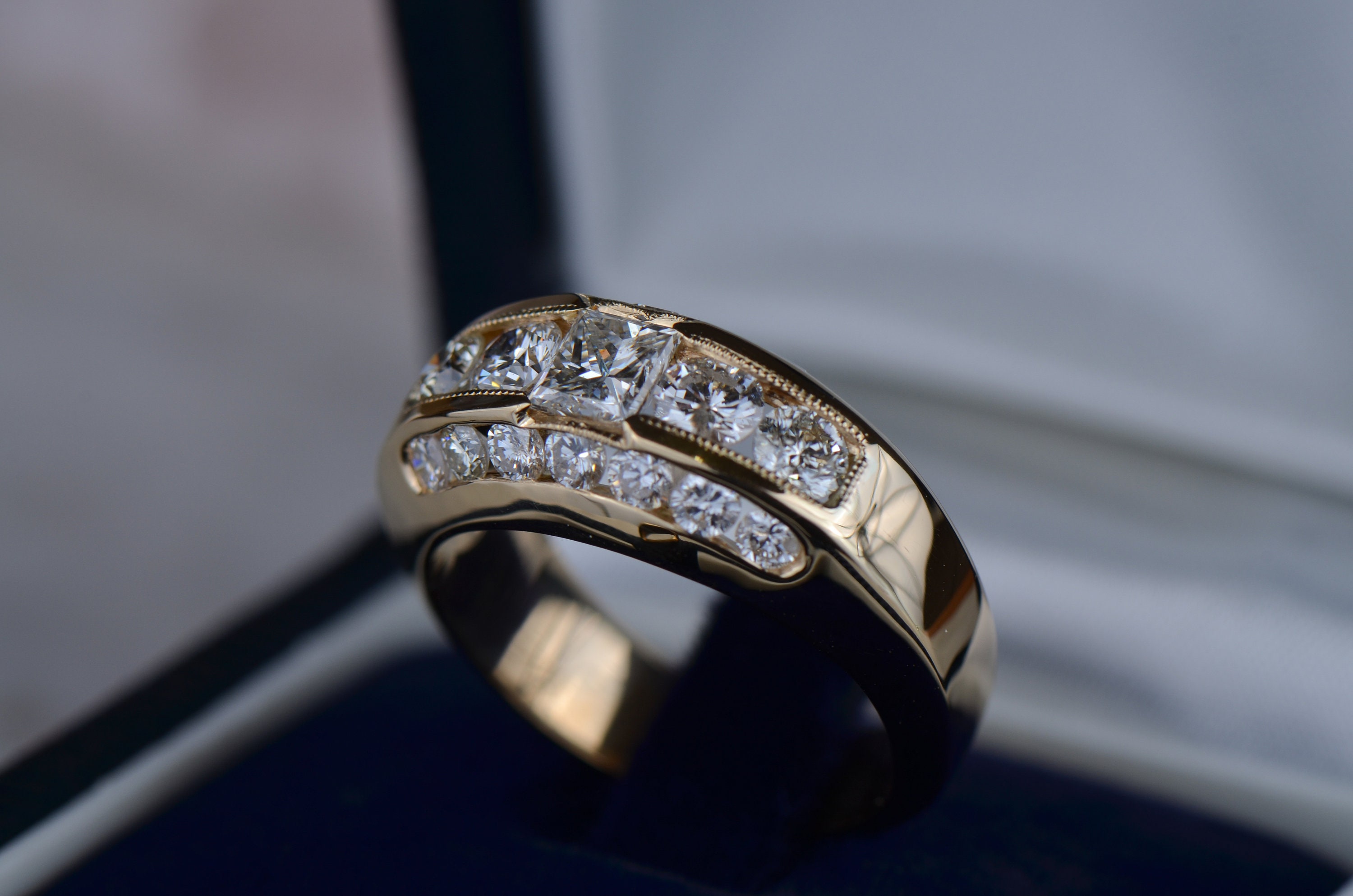 Handmade Diamond Gypsy Ring 18K Yellow Gold - Etsy