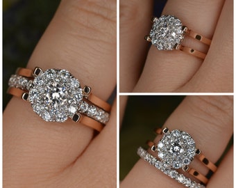 Insert-style Wedding Ring and Eternity Band Set 18K White and | Etsy