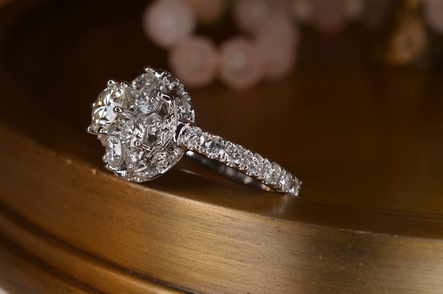 Cluster Setting Diamond Ring (18K White Gold) - Etsy