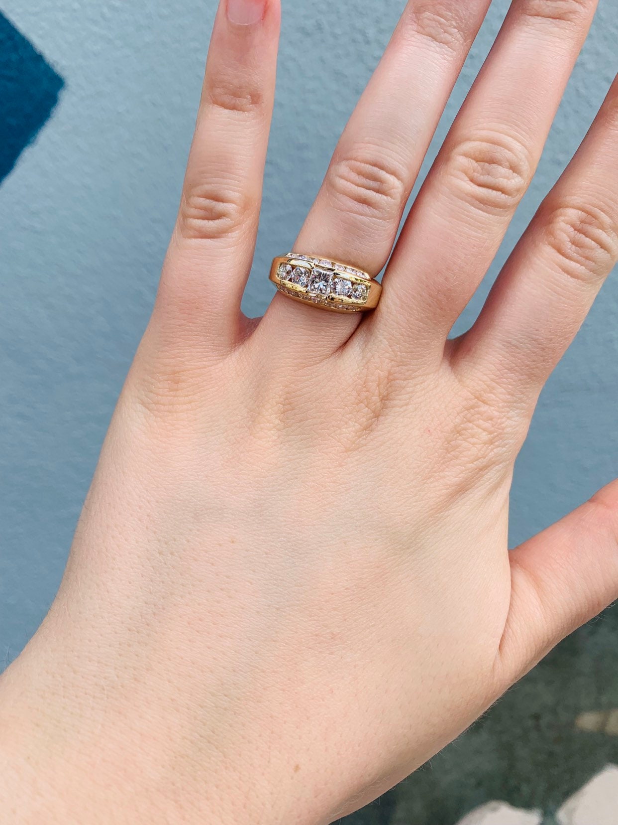 Handmade Diamond Gypsy Ring (18K Yellow Gold) - Etsy