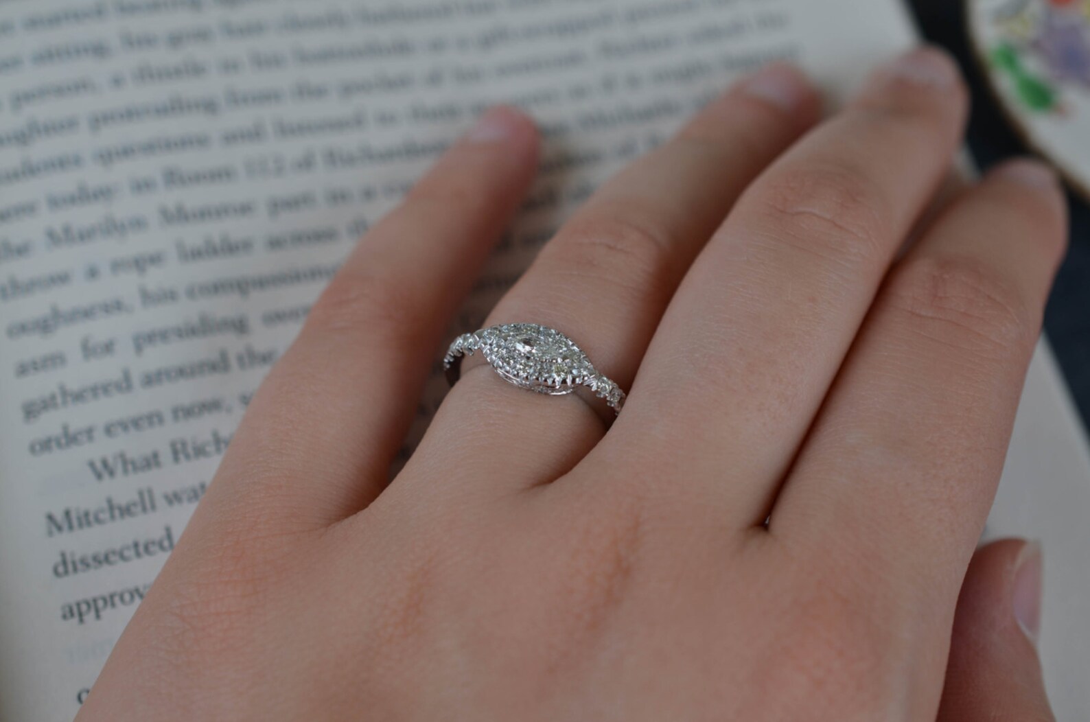 Evil Eye nazar Talisman Diamond Ring 14K White Gold - Etsy