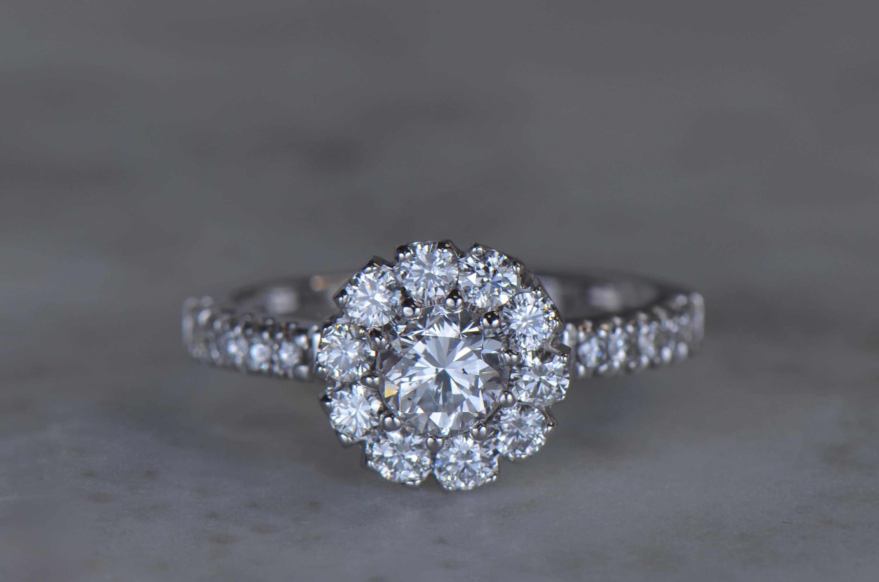 Flower-Shaped Diamond Ring 18K White Gold | Etsy