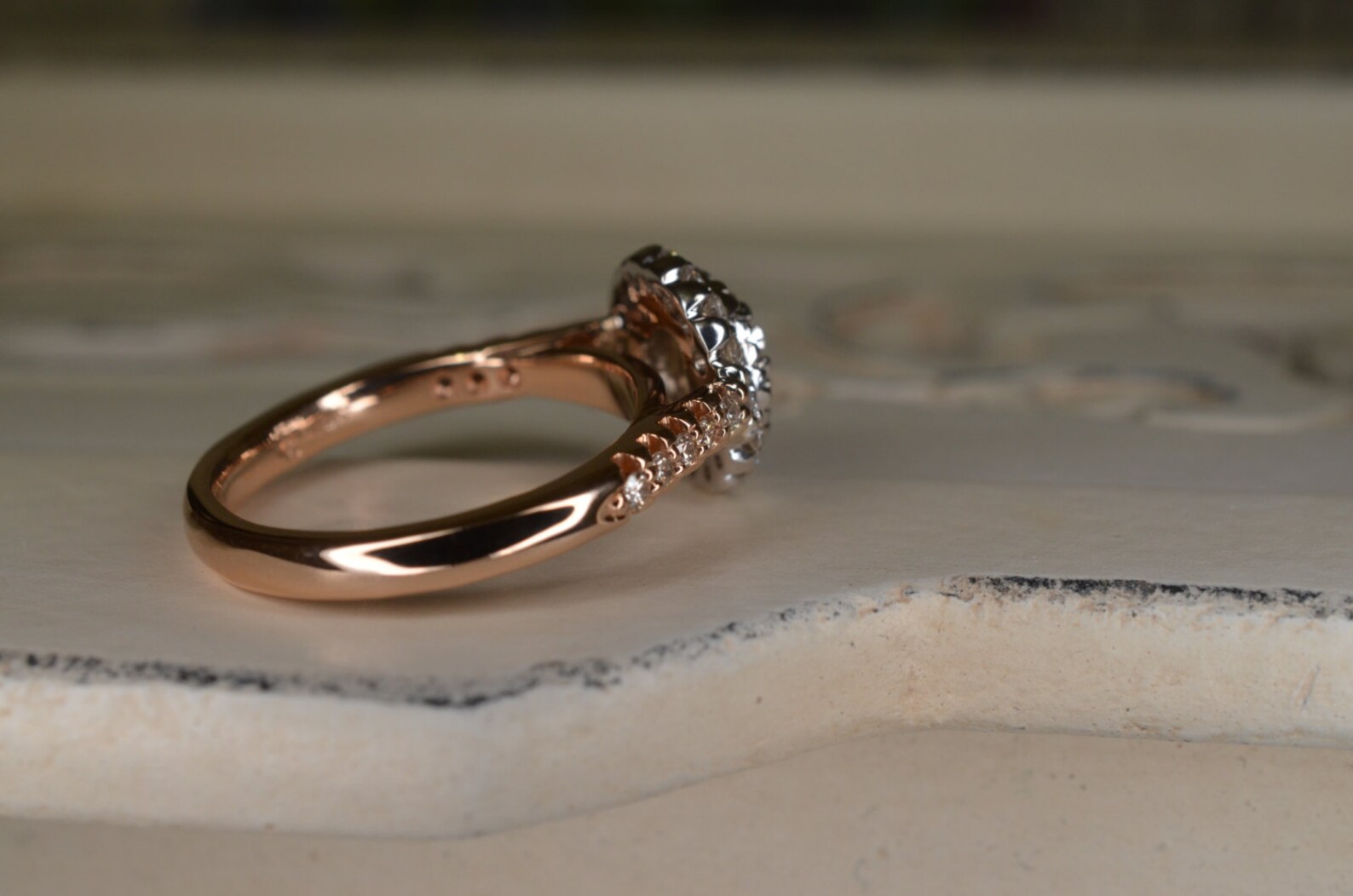 Cluster Setting Diamond Engagement Ring and Wedding Band Set 18K White ...