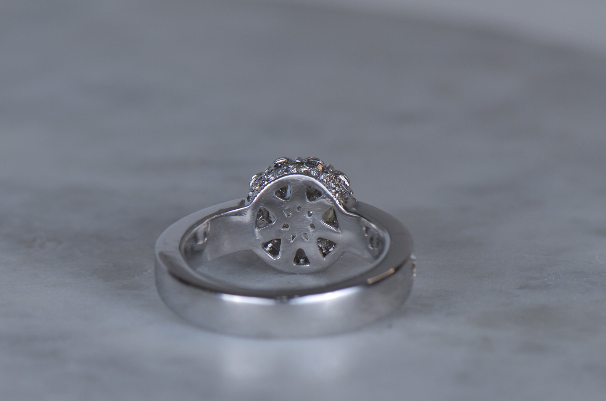 Handmade Flower-Shaped Diamond Wedding Ring 18K White Gold | Etsy