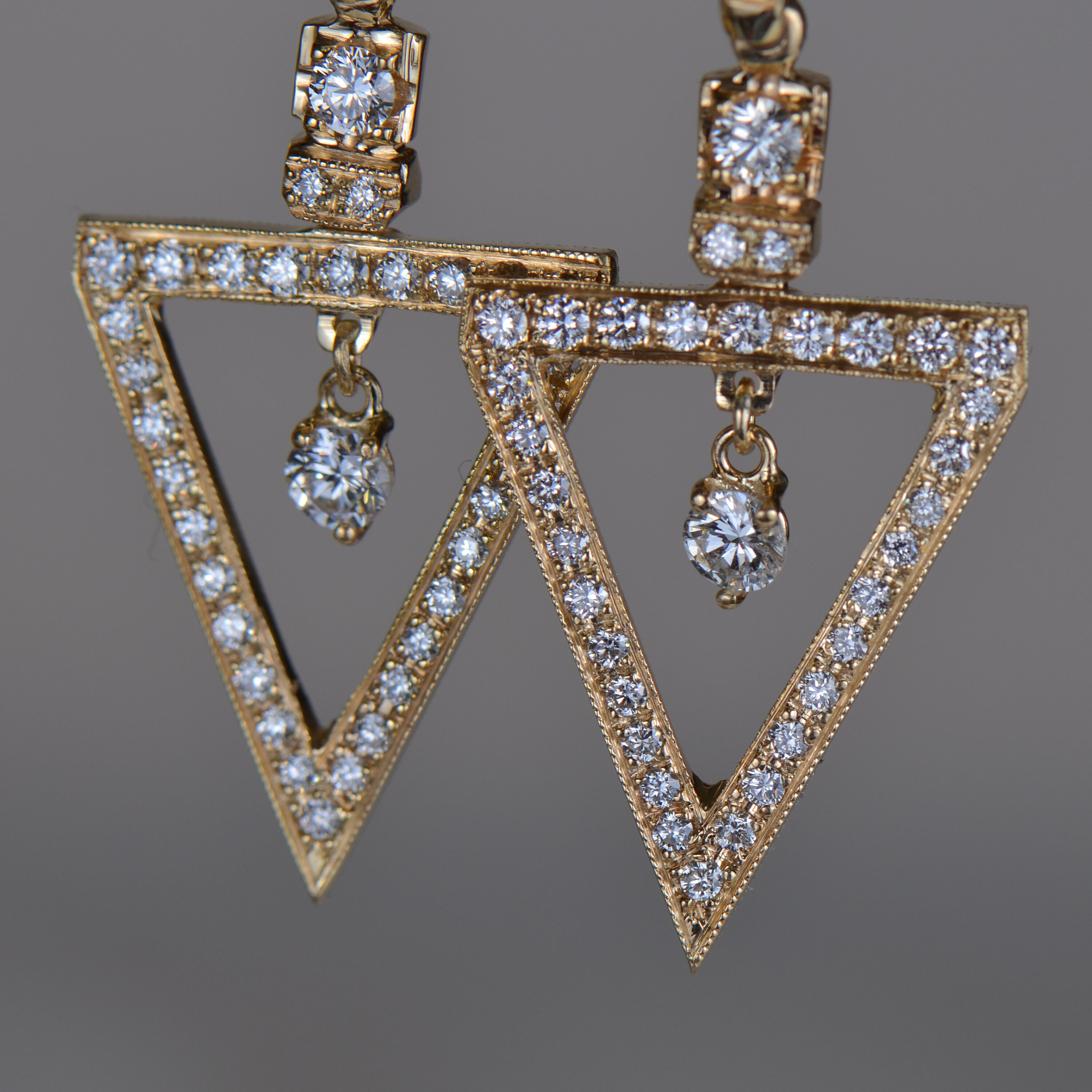Triangle-shaped Diamond Dangle Earrings - Etsy