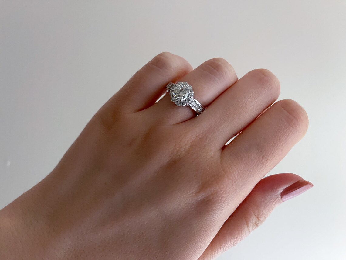 Handmade Flower-Shaped Diamond Wedding Ring 18K White Gold | Etsy