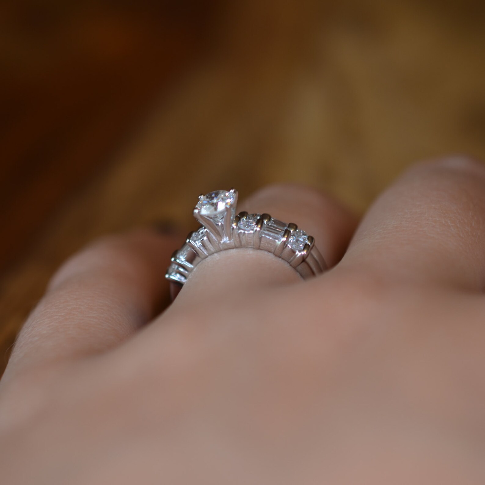 Platinum Engagement Ring and Wedding Band Set - Etsy