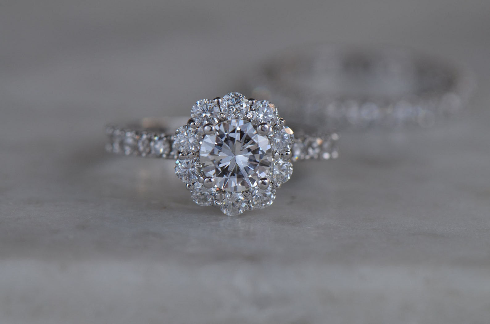 Handmade Flower-shaped Diamond Engagement Ring and Eternity - Etsy