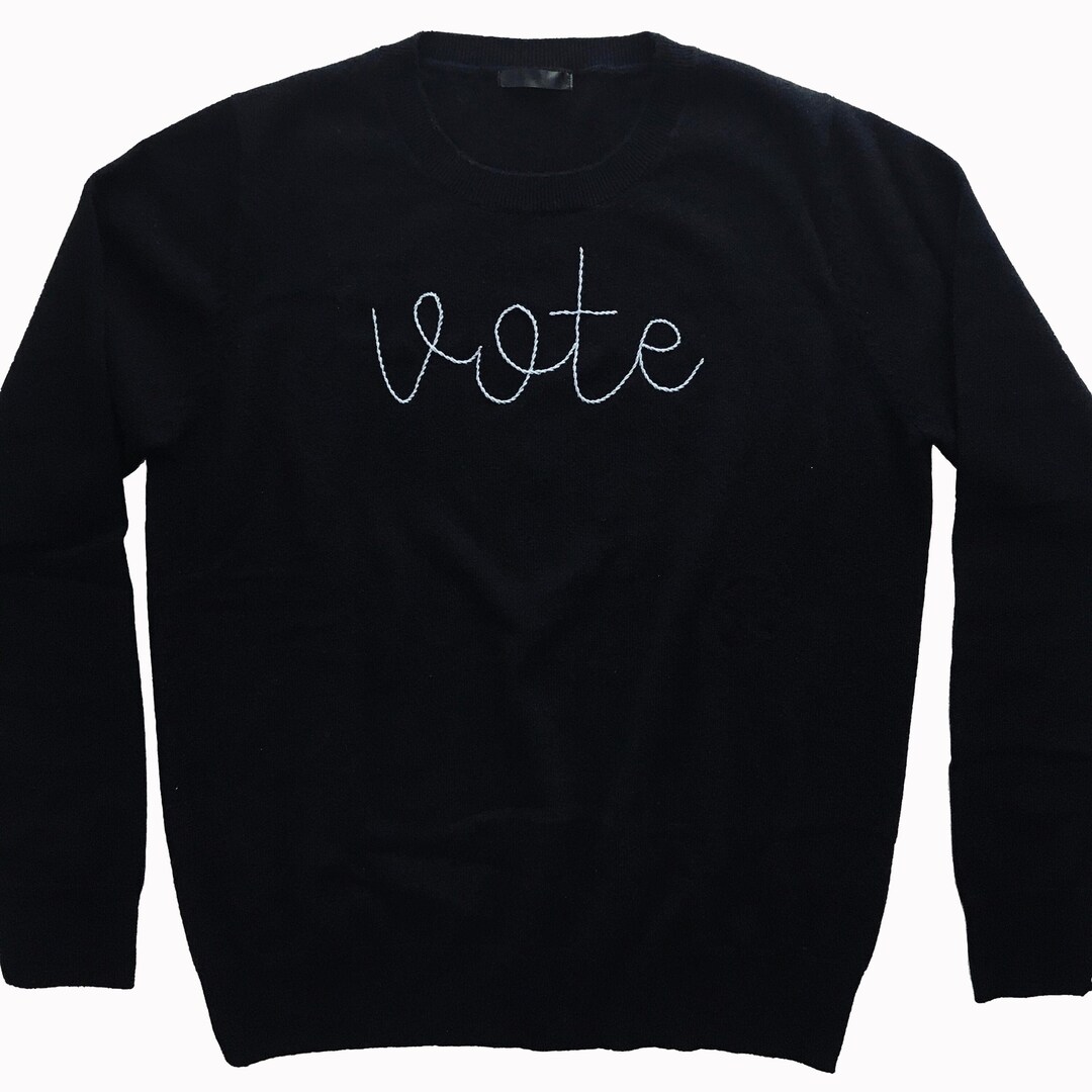 ONE WORD Women's Size CUSTOM 100% Cashmere, Hand Embroidered ...