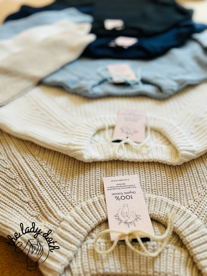 SALDI DI CAPODANNO Maglione lavorato a maglia in cotone biologico ...