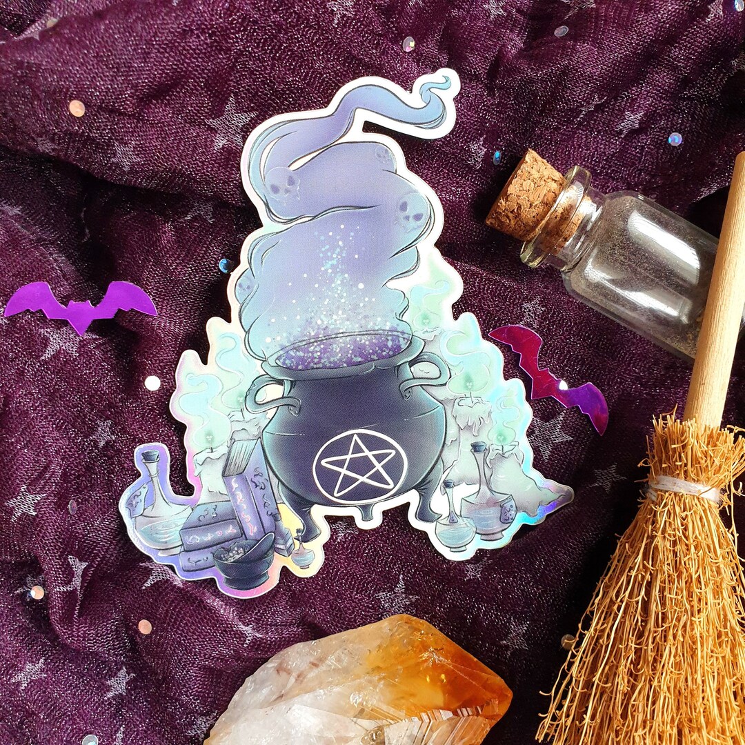 Holographic Witch Cauldron Sticker - Etsy UK