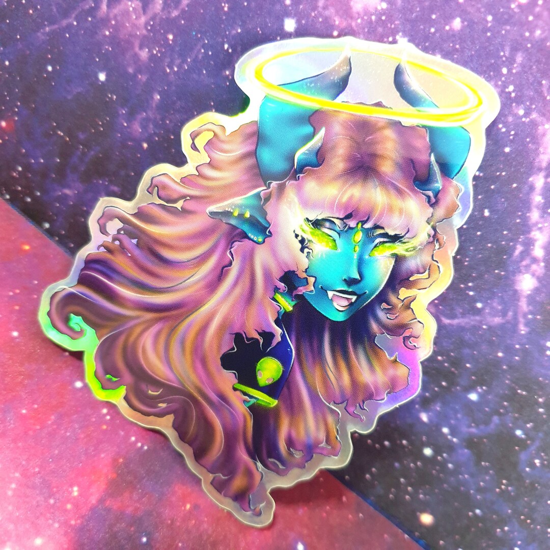Monster Alien Girl Holographic Sticker - Etsy