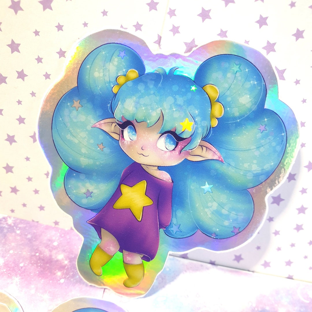 Holographic Chibi Elf Girl Sticker - Etsy