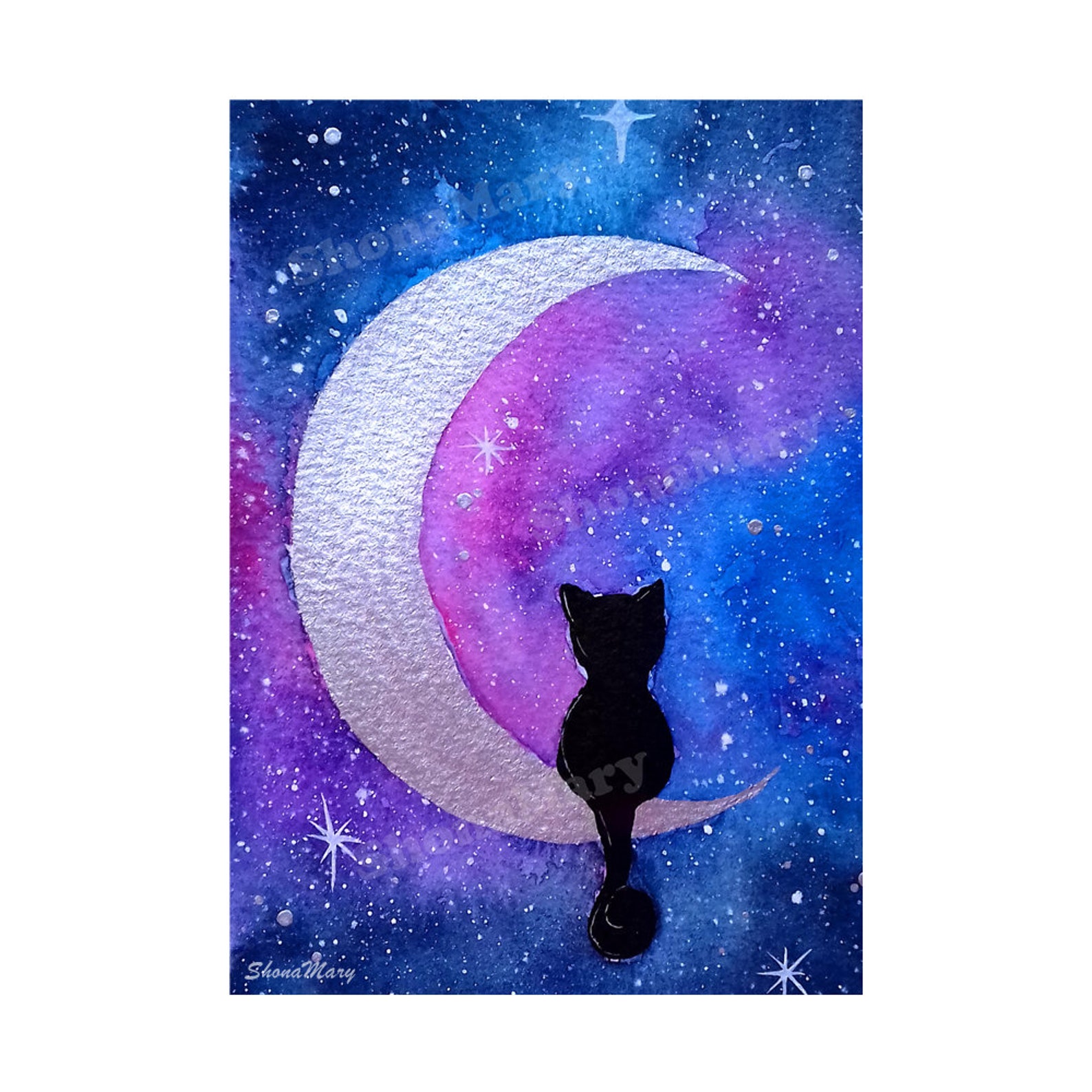 Galaxy Kitty / A5 Satin Art Print | Etsy