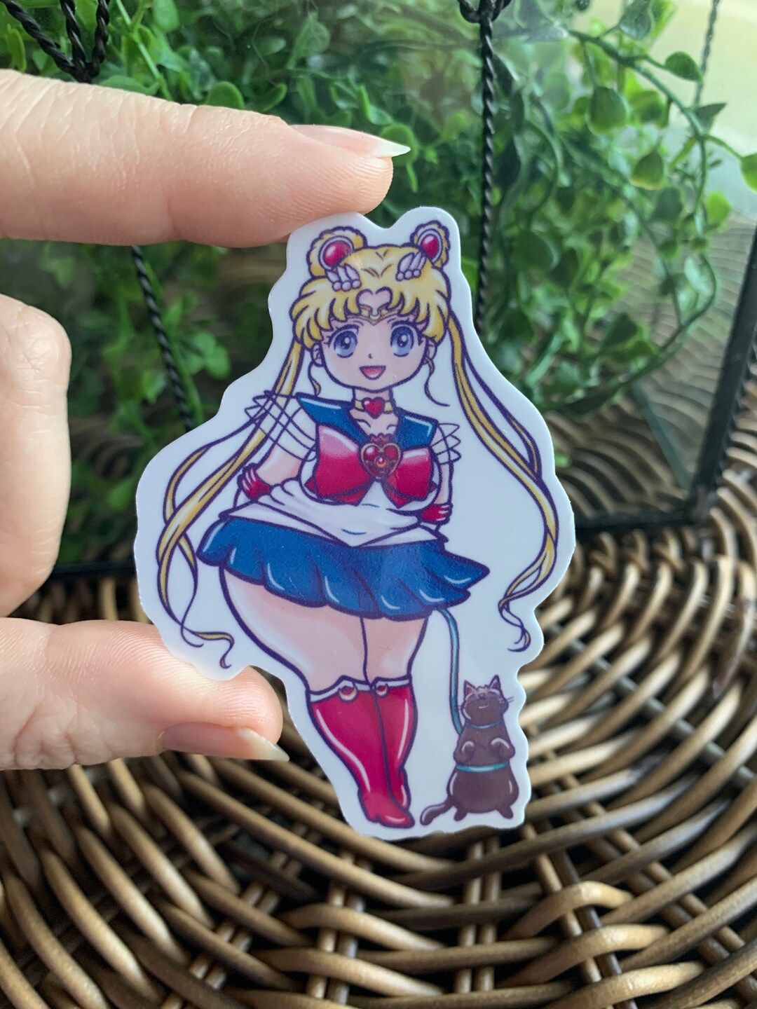 Curvy Sailor Moon Sticker Luna Sticker Spam Sticker - Etsy