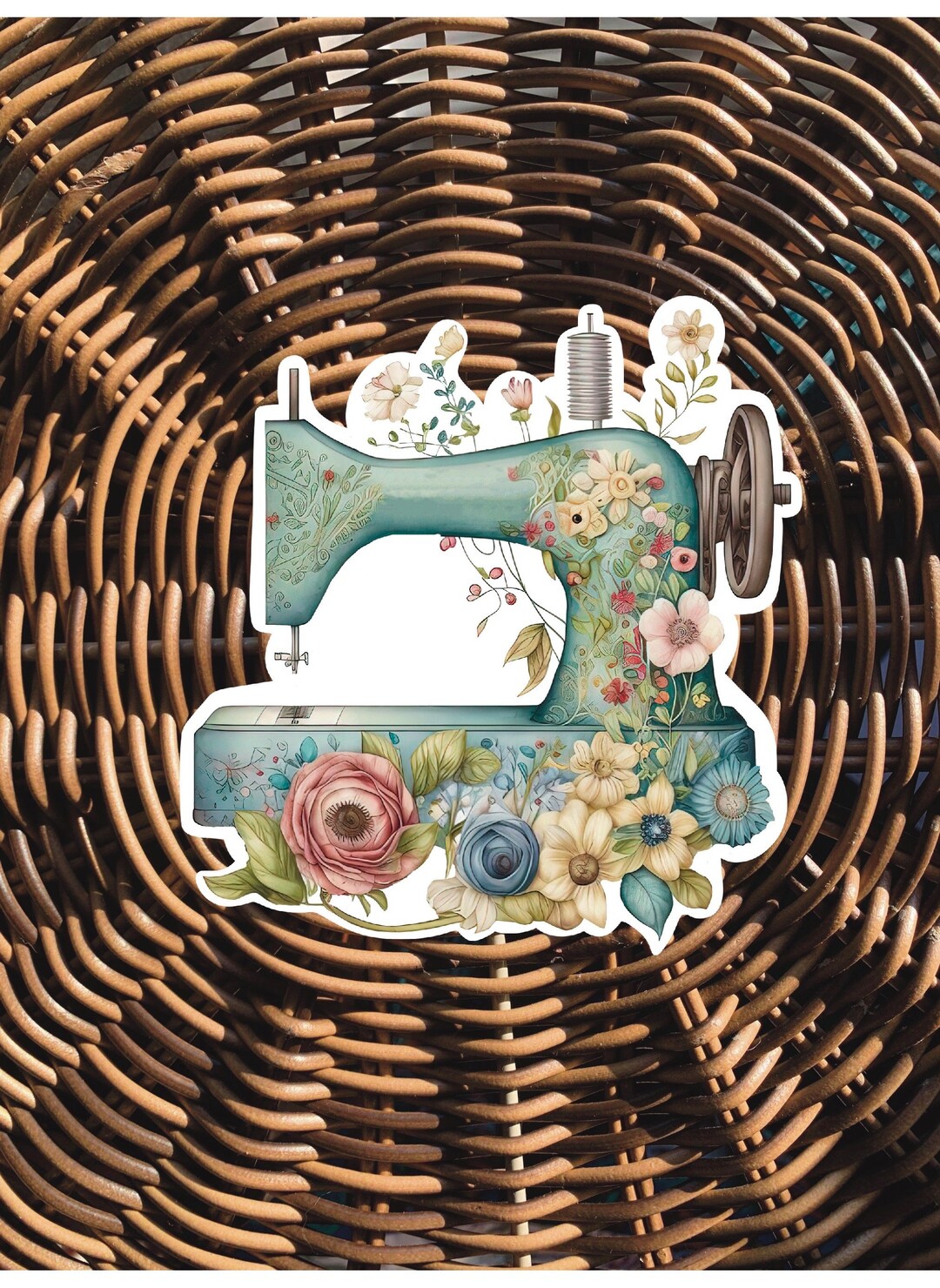 Vintage Sewing Machine Sticker, DMC Thread, Bobbin, Embroidery Gifts ...