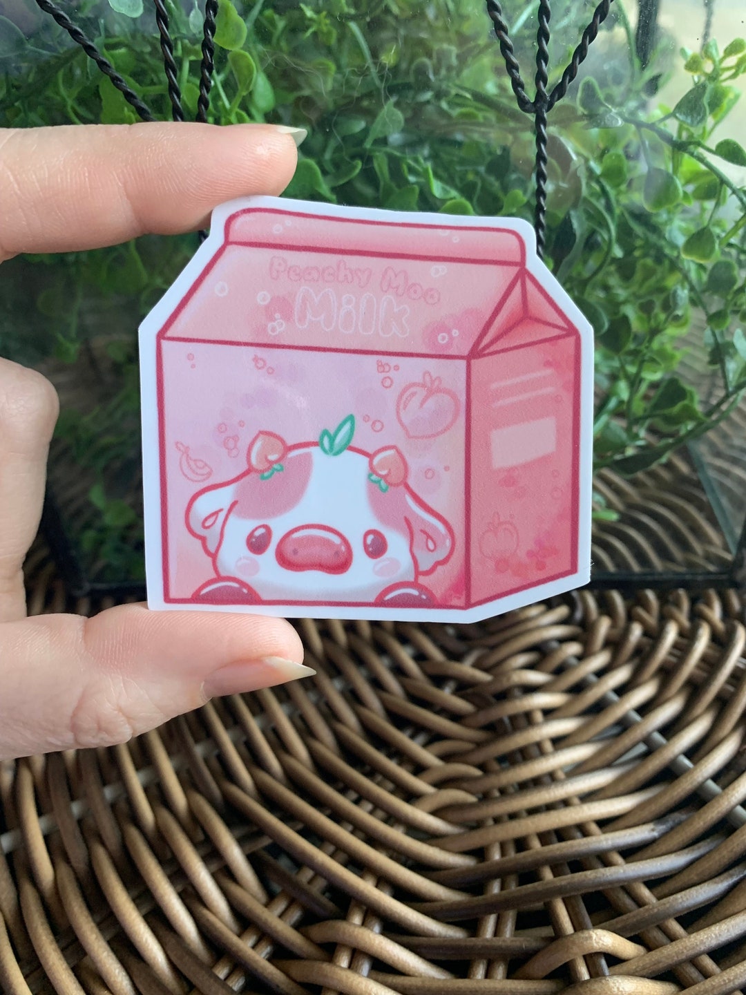 Peachy Moo Milk Sticker Food Sticker Baby Cow Cute Stickers Water ...