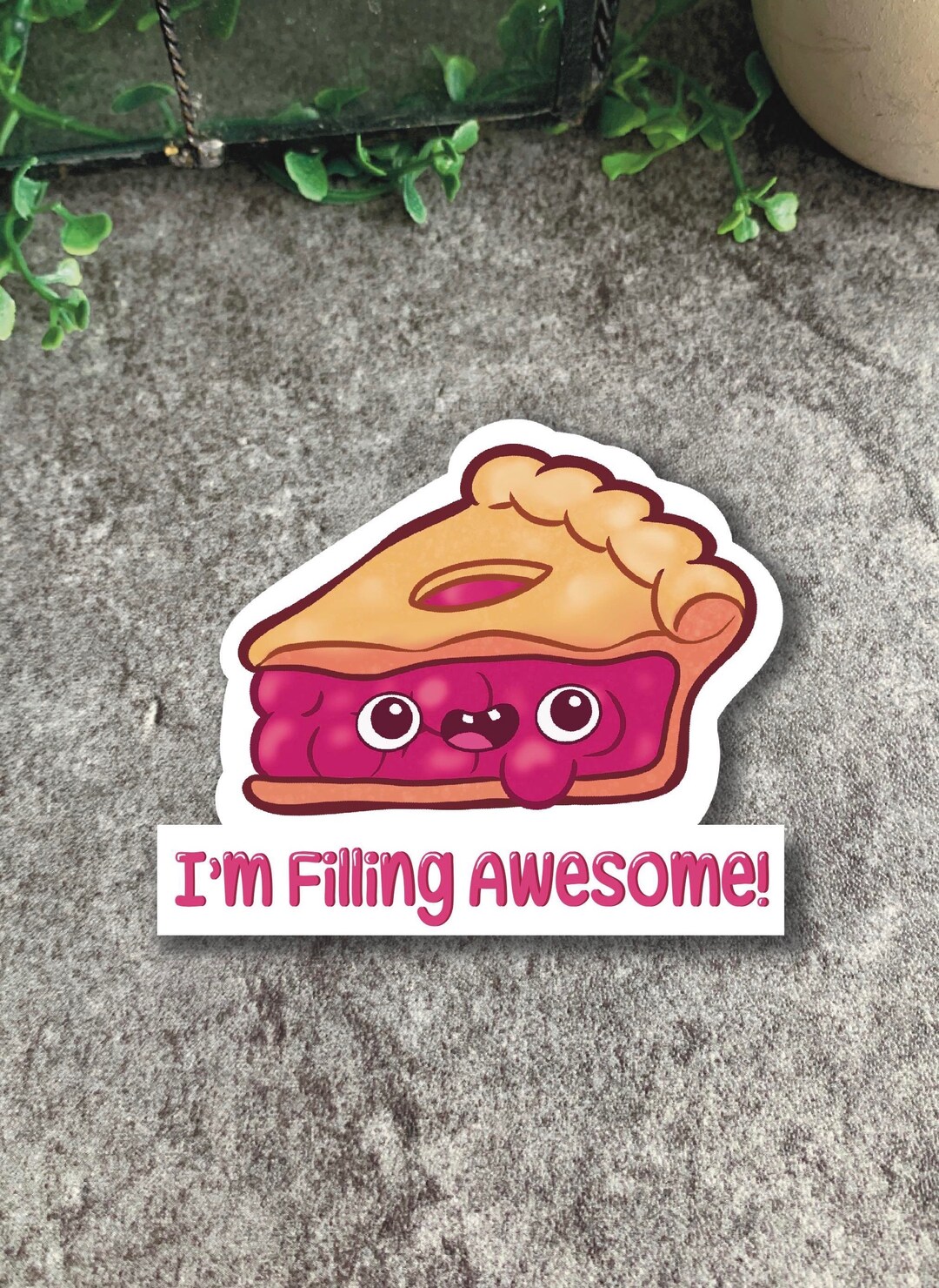 Pie Sticker, Funny Food Sticker, Foodie, Cute Sticker, Dessert, Water ...