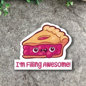 Pie Sticker, Funny Food Sticker, Foodie, Cute Sticker, Dessert, Water ...