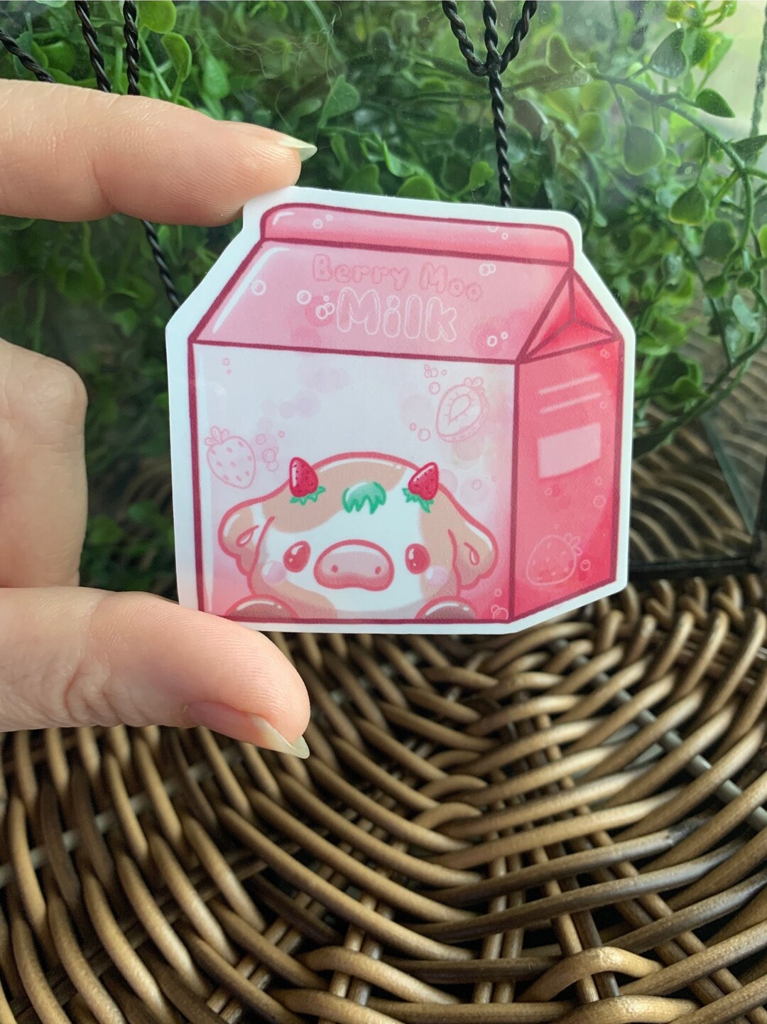 Berry Moo Milk Sticker Food Sticker Dessert Sticker Cute - Etsy