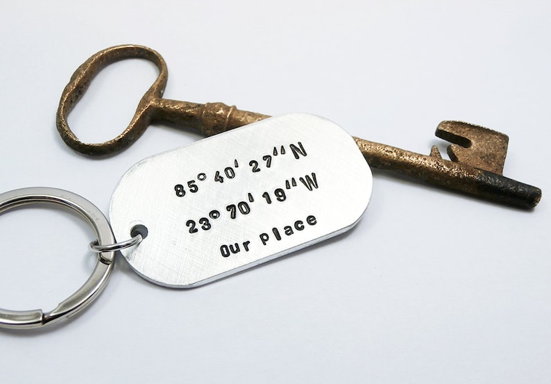Personalized Aluminum Keychain Dog Tag Handstamped - Etsy